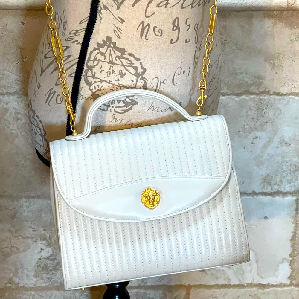 Anne Klein 80s Vintage White Leather Handbag - Gem
